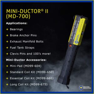 Induction Innovations - The Original Mini-Ductor II (MD-700) - Handheld Induction Heater with 3 Basic Coils, Rugged Carrier Case & Operations Manual to Safely Remove Nuts, Bolts, Bearings, & More