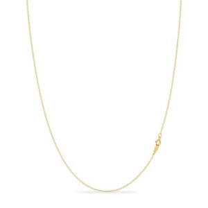 kezef 18kt gold chain necklace for women, 1.3mm silver cable chain, 16 inch, with spring-ring clasp, italian made