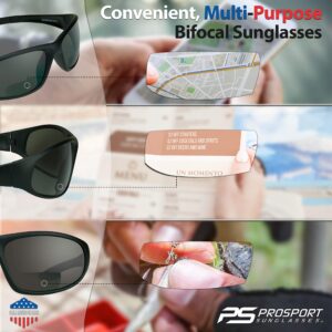 proSPORT Bifocal Sunglasses for Men Women +2.00 Safety Readers Sport Dark Black…