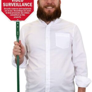 SmartSign "This Area Is Protected By Video Surveillance" LawnBoss® Sign | 10" x 10" Aluminum Sign With 3' Stake