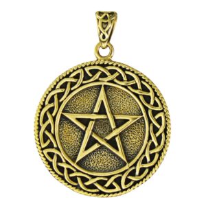 moonlight mysteries bronze celtic pentacle pendant; 1 1/8 inch diameter