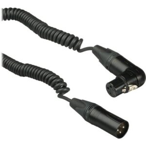 kopul coiled 3-pin xlr-m to angled 3-pin xlr-f cable - 1.5 to 5' (0.45 to 1.2 m)