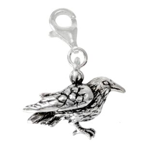 moonlight mysteries sterling silver clip on raven crow bird charm