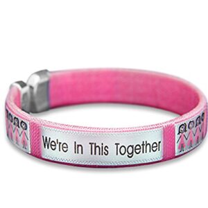 25 Pack Cute Breast Cancer Awareness Ribbon Bangle Bracelets – Inexpensive Pink Ribbon Wristbands for Breast Cancer Fundraising & Awareness