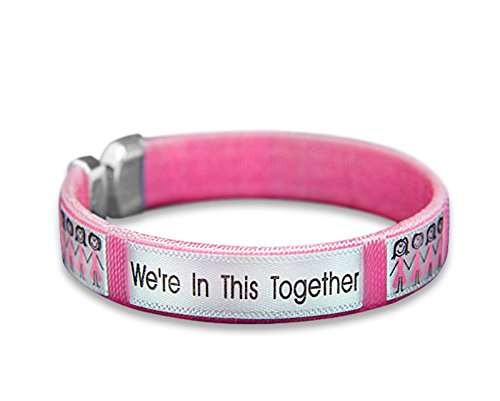 25 Pack Cute Breast Cancer Awareness Ribbon Bangle Bracelets – Inexpensive Pink Ribbon Wristbands for Breast Cancer Fundraising & Awareness