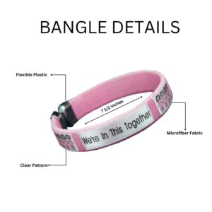 25 Pack Cute Breast Cancer Awareness Ribbon Bangle Bracelets – Inexpensive Pink Ribbon Wristbands for Breast Cancer Fundraising & Awareness