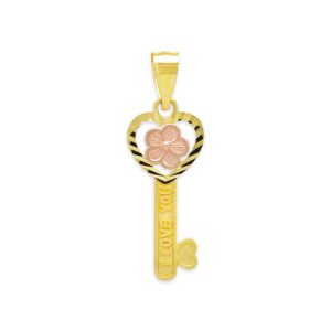 charm america - gold i love you key charm - 10 karat solid gold - great gift for mother's day