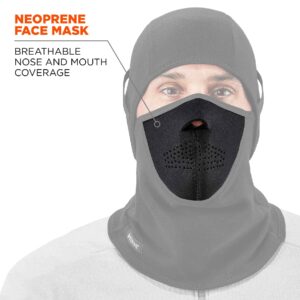 Ergodyne Mens Face Mask - 2-pc Fleece Neoprene Balaclava, Black