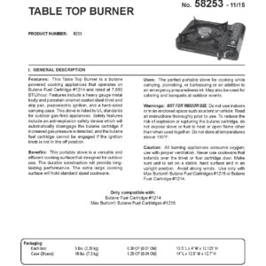 Max Burton 8253 Table Top Gas Burner, Black, 7650 BTU, Piezoelectric Ignition, Heavy Gauge Metal Body and Porcelain Enamel Coated Steel Drip Pan, Includes a Hard-Sided Plastic Carrying Case