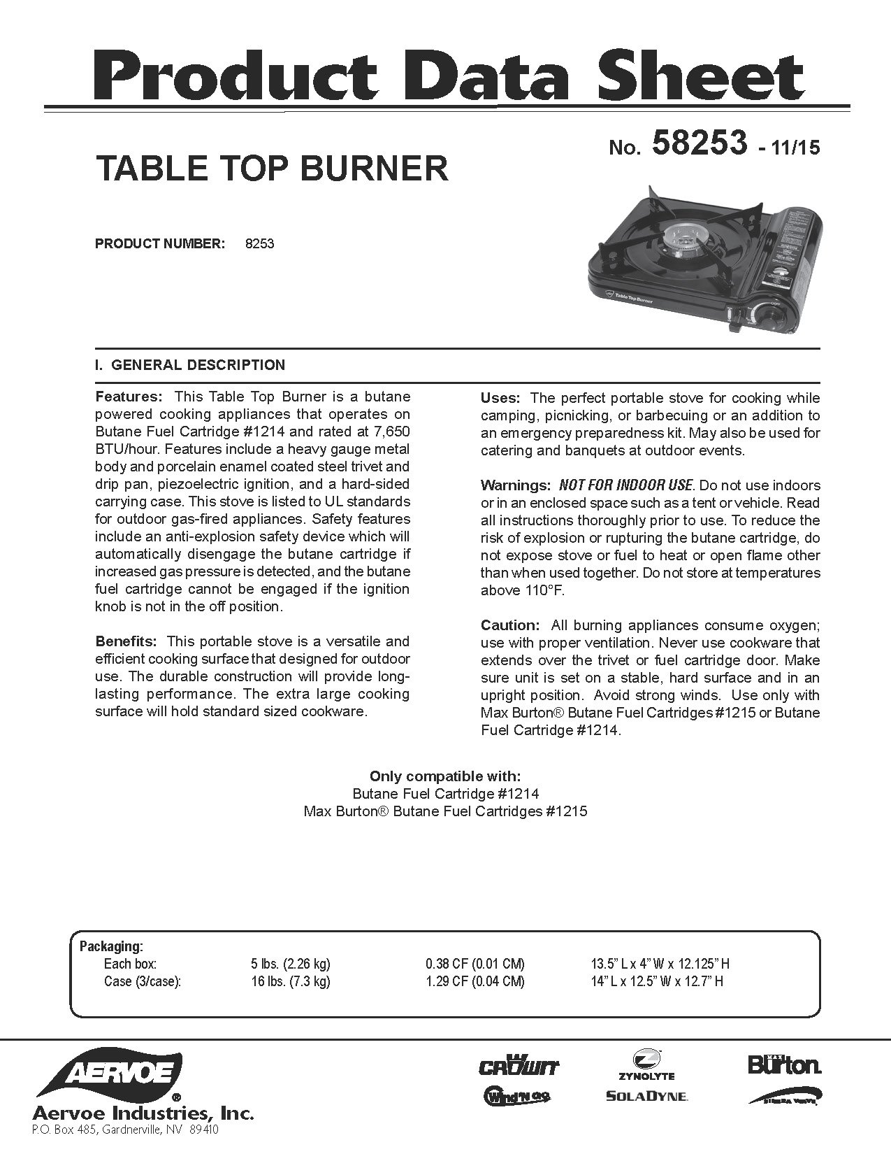 Max Burton 8253 Table Top Gas Burner, Black, 7650 BTU, Piezoelectric Ignition, Heavy Gauge Metal Body and Porcelain Enamel Coated Steel Drip Pan, Includes a Hard-Sided Plastic Carrying Case