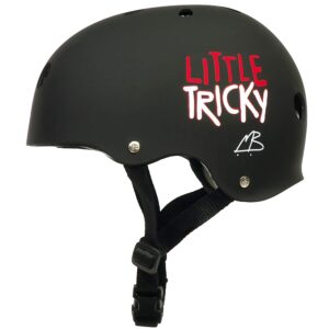 triple eight little tricky dual certified sweatsaver kids skateboard and bike helmet, black rubber , x-small