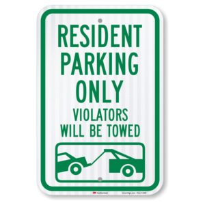 smartsign "resident parking only, violators towed" sign | 12" x 18" 3m diamond grade reflective aluminum