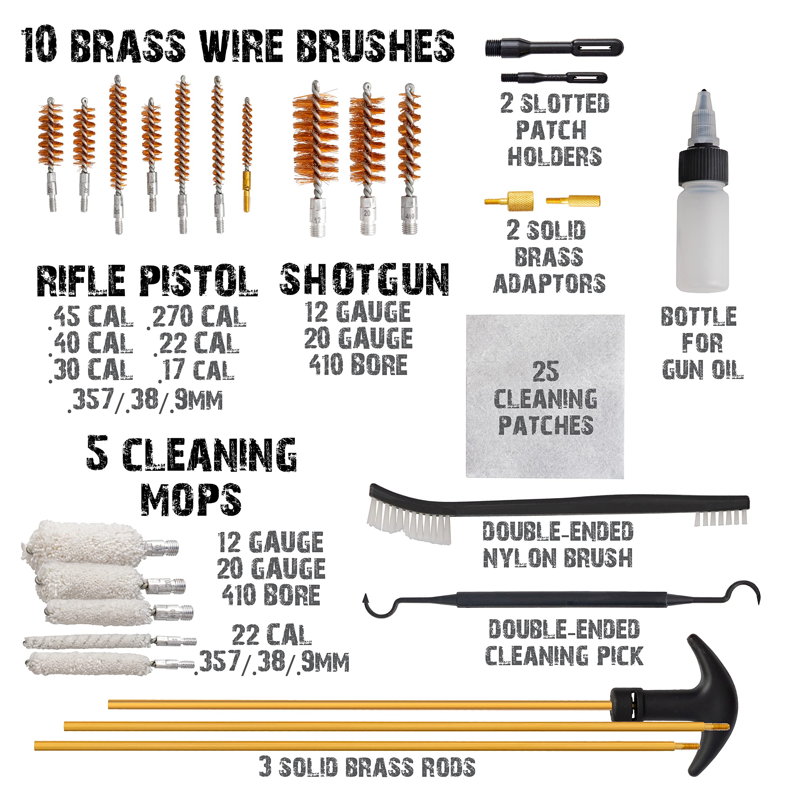 Wild Shot Deluxe Gun Cleaning Kit in Patented Bullet-Shaped Case, Cleaning Tools for Handguns, Shotguns and Rifles