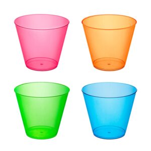 party essentials plastic cups, 100-count, assorted neon