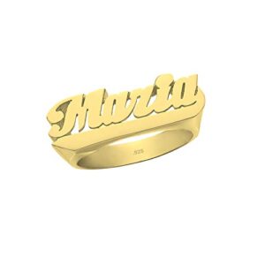 name ring 24k gold plated sterling silver personalized ring with name of your choice size 5 thru 10 made in usa