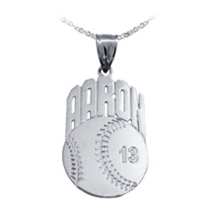 baseball sport charm - personalized baseball - baseball name and number - sterling silver - made in usa