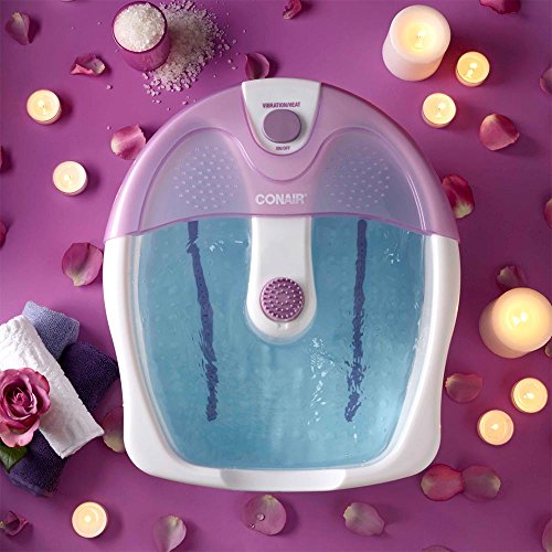 Conair Soothing Pedicure Foot Spa Bath with Soothing Vibration Massage, Deep Basin Relaxing Foot Massager with Jets, Pink/White