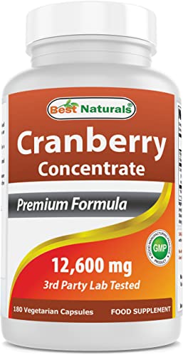 Best Naturals Cranberry Pills 3X Concentrate Veggie Capsule, 12600 mg, 180 Count (817716010755)