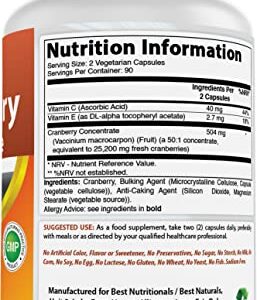 Best Naturals Cranberry Pills 3X Concentrate Veggie Capsule, 12600 mg, 180 Count (817716010755)