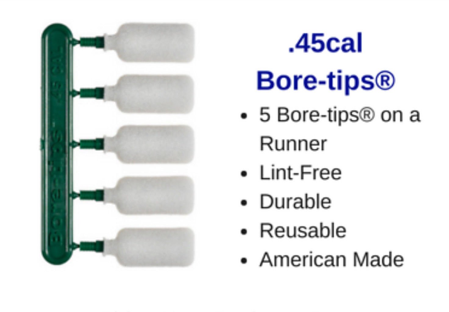 .45cal Gun Cleaning Bore-tips® by Swab-its®: Barrel Cleaning Swabs