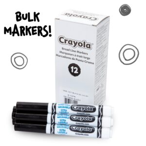 Crayola Washable Markers - Black (12ct), Kids Broad Line Markers, Bulk Markers for Classrooms & Teachers