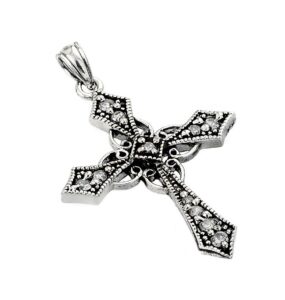 sterling silver celtic design cz cross pendant