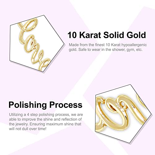 Charm America - Gold Vertical Love Charm - 10 Karat Solid Gold