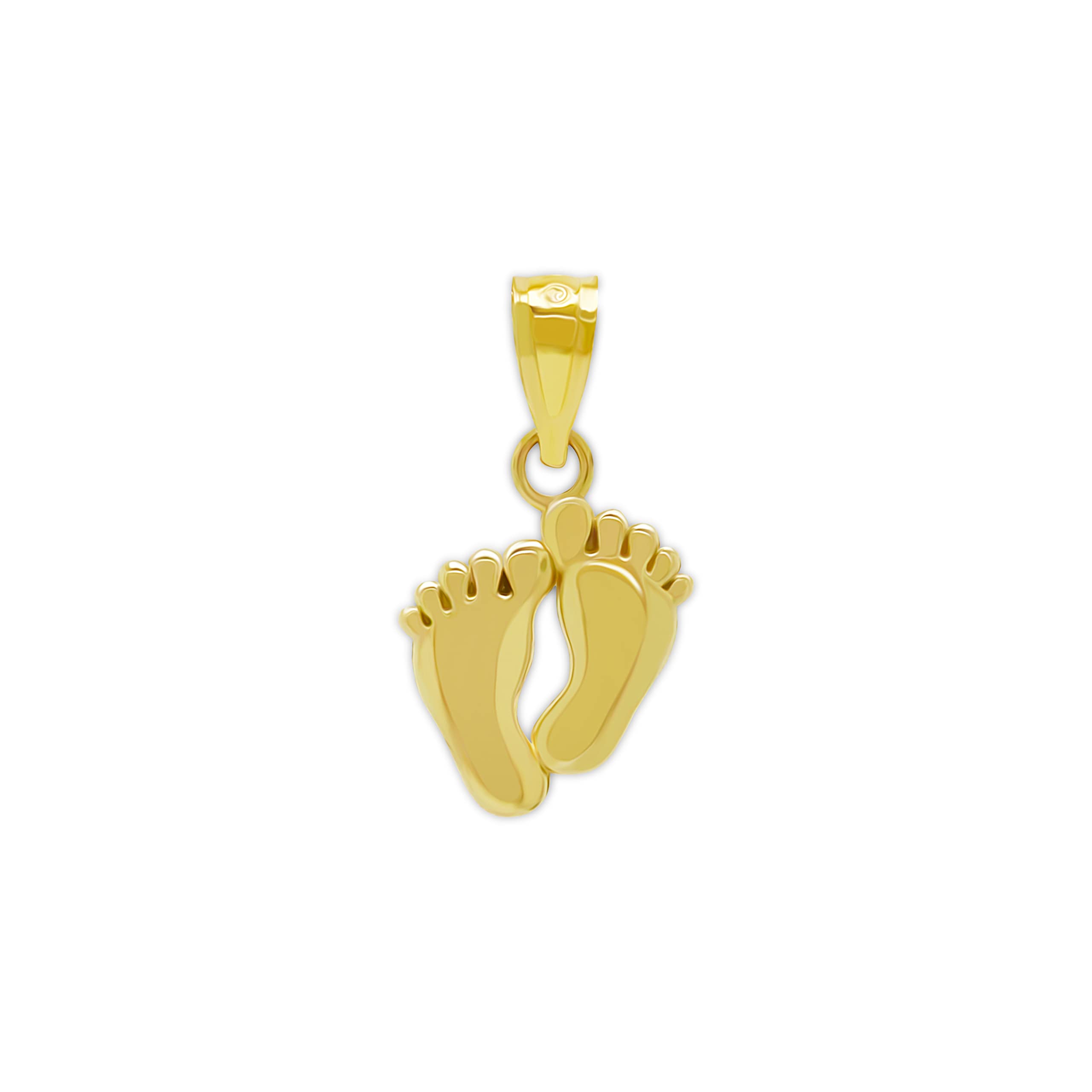 Gold Baby Feet Charm Pendant - 10 Karat Gold - Newborn Gift - Baby Feet Jewelry (Style 1)