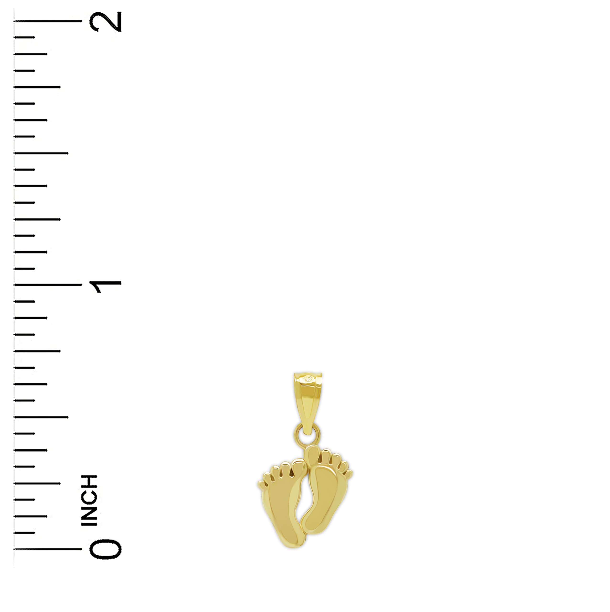 Gold Baby Feet Charm Pendant - 10 Karat Gold - Newborn Gift - Baby Feet Jewelry (Style 1)