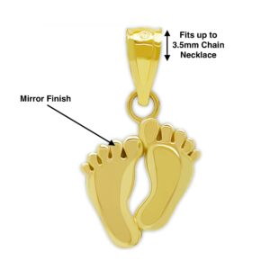 Gold Baby Feet Charm Pendant - 10 Karat Gold - Newborn Gift - Baby Feet Jewelry (Style 1)