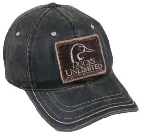 mossy oak ducks unlimited frayed patch on weathered cotton cap, dark brown