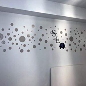 Polka Dot Wall Decals (63) Girls Room Wall Decor Stickers, Wall Dots, Vinyl Circle Peel & Stick DIY Bedroom, Playroom, Kids Room, Baby Nursery Toddler to Teen Bedroom Decoration 3"-6.5" (Grey)