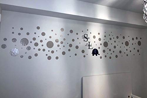 Polka Dot Wall Decals (63) Girls Room Wall Decor Stickers, Wall Dots, Vinyl Circle Peel & Stick DIY Bedroom, Playroom, Kids Room, Baby Nursery Toddler to Teen Bedroom Decoration 3"-6.5" (Grey)