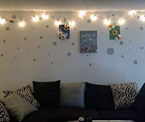 Polka Dot Wall Decals (63) Girls Room Wall Decor Stickers, Wall Dots, Vinyl Circle Peel & Stick DIY Bedroom, Playroom, Kids Room, Baby Nursery Toddler to Teen Bedroom Decoration 3"-6.5" (Grey)