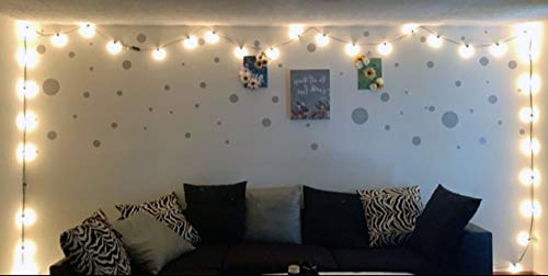 Polka Dot Wall Decals (63) Girls Room Wall Decor Stickers, Wall Dots, Vinyl Circle Peel & Stick DIY Bedroom, Playroom, Kids Room, Baby Nursery Toddler to Teen Bedroom Decoration 3"-6.5" (Grey)