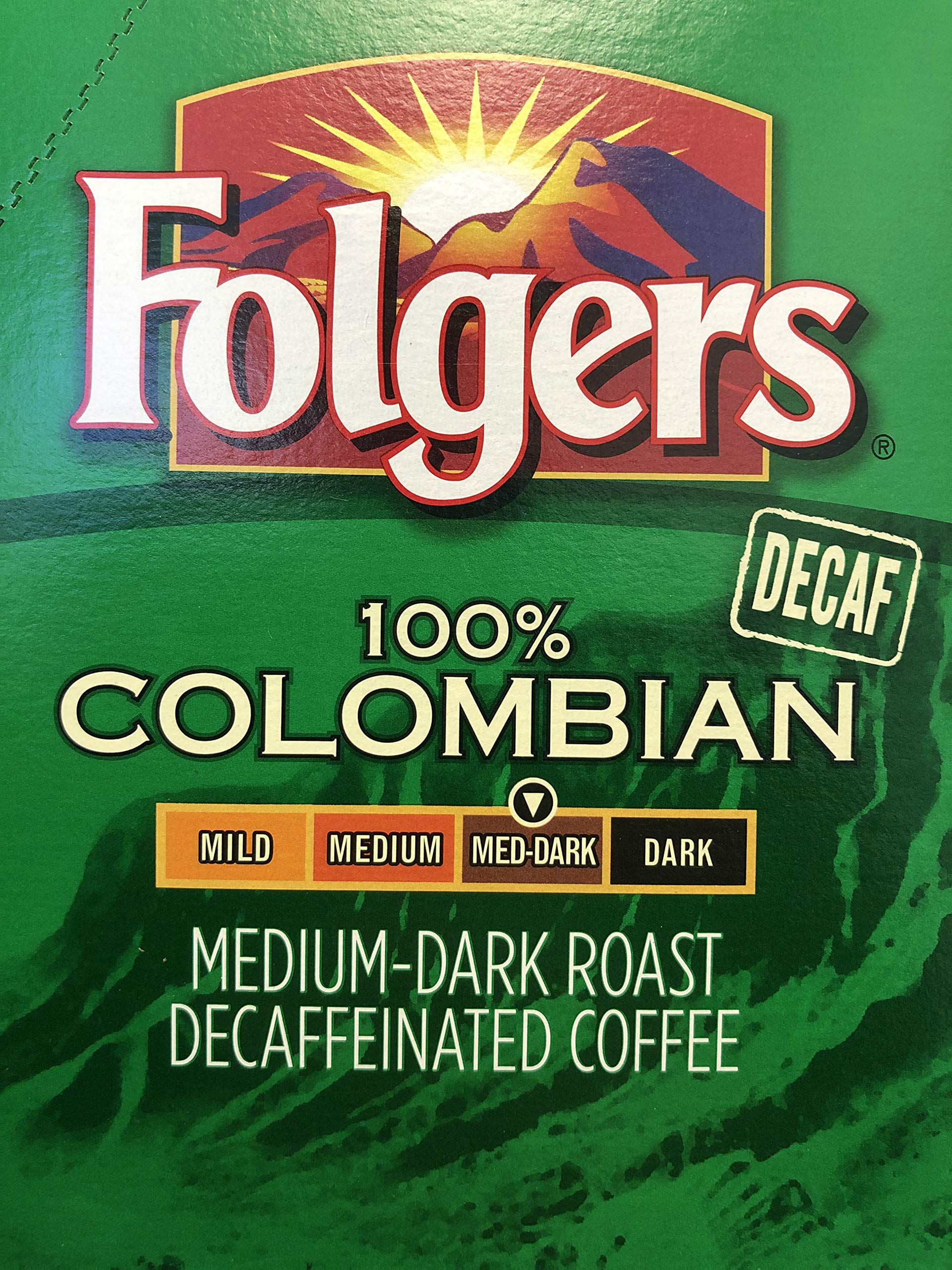 Folgers 100 Percent Colombian Decaffeinated Coffee single serve K-Cup pods for Keurig brewers, 96 Count