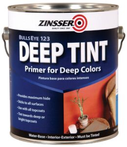 zinsser bulls eye 1-2-3 water based primer sealer interior/exterior glossy deep tint 1 gl 6 oz