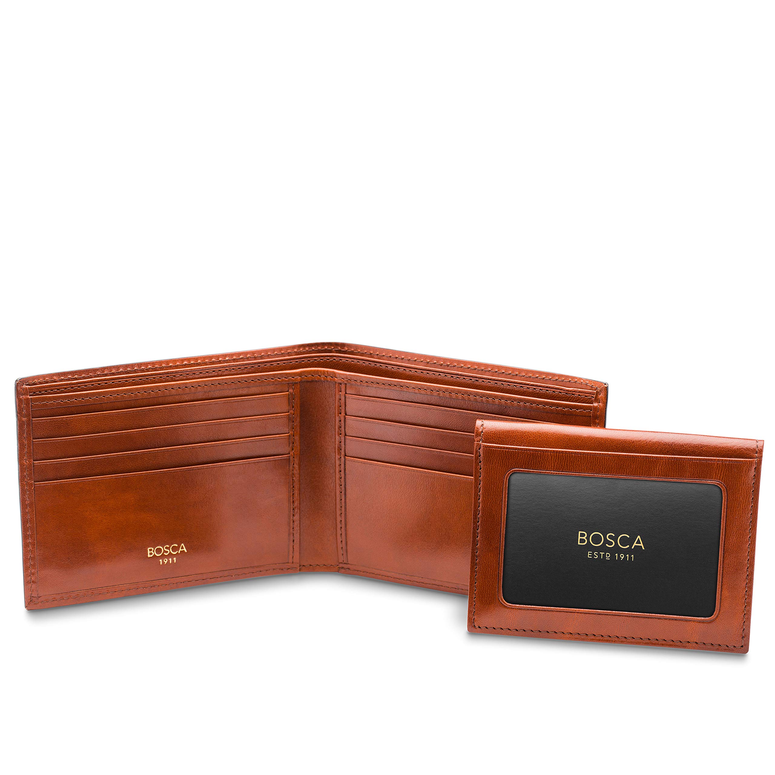 Bosca Men's Wallet, Old Leather Credit Wallet with I.D. Passcase, Amber