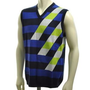 adidas 2012/13 men's fashion performance graphic sweater vest (navy/royal/limeade - l)