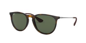 ray-ban rb4171 erika round sunglasses, light havana/dark green, 54 mm