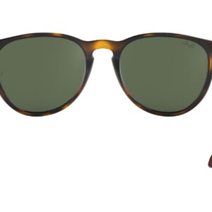 Ray-Ban RB4171 Erika Round Sunglasses, Light Havana/Dark Green, 54 mm