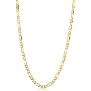 kooljewelry 14k yellow gold filled solid figaro link chain necklace (3.3 mm, 18 inch)