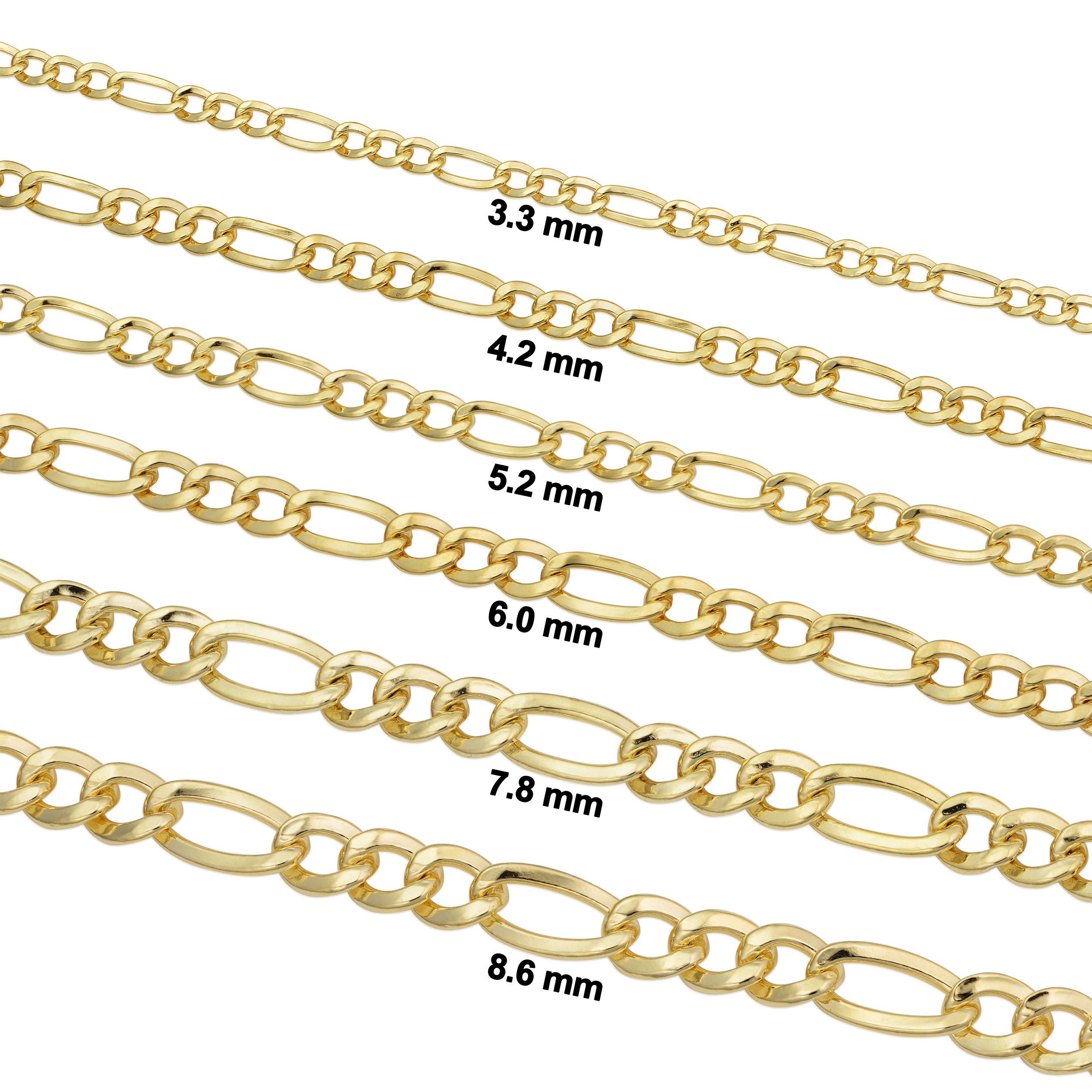 Kooljewelry 14k Yellow Gold Filled Solid Figaro Link Chain Necklace (3.3 mm, 18 inch)