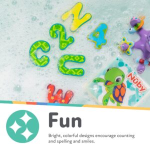 Nuby Floating Bath Tub Alphabet and Number Set, Soft Foam Educational Waterproof Letters and Numbers Toy, 36 Pieces