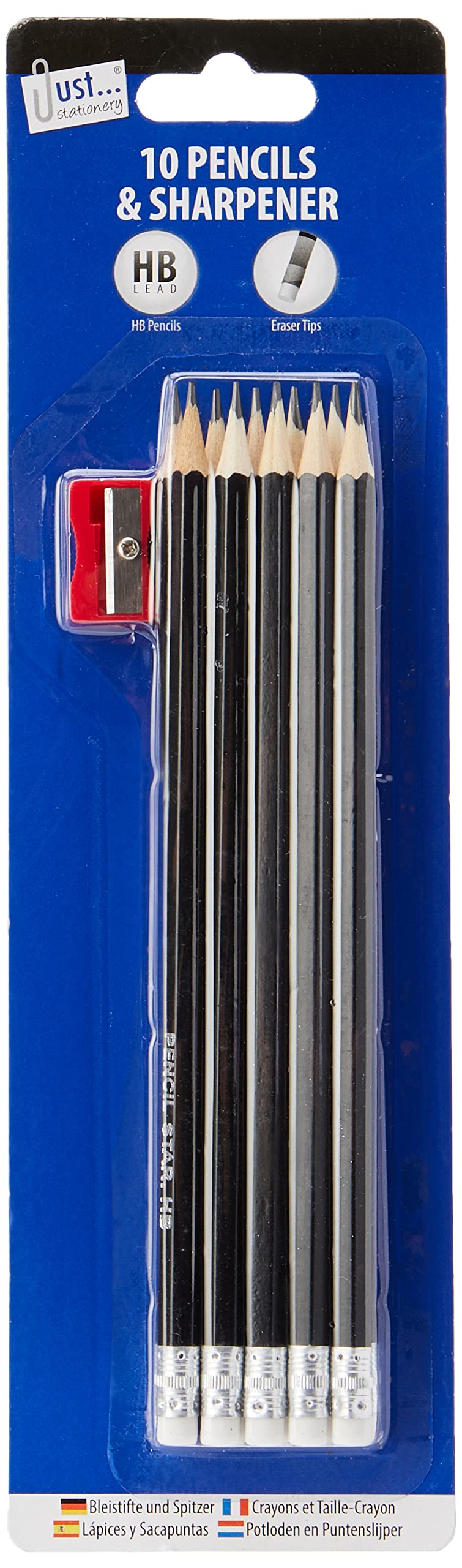 Just stationery HB Pencil with Sharpener (Pack of 10)