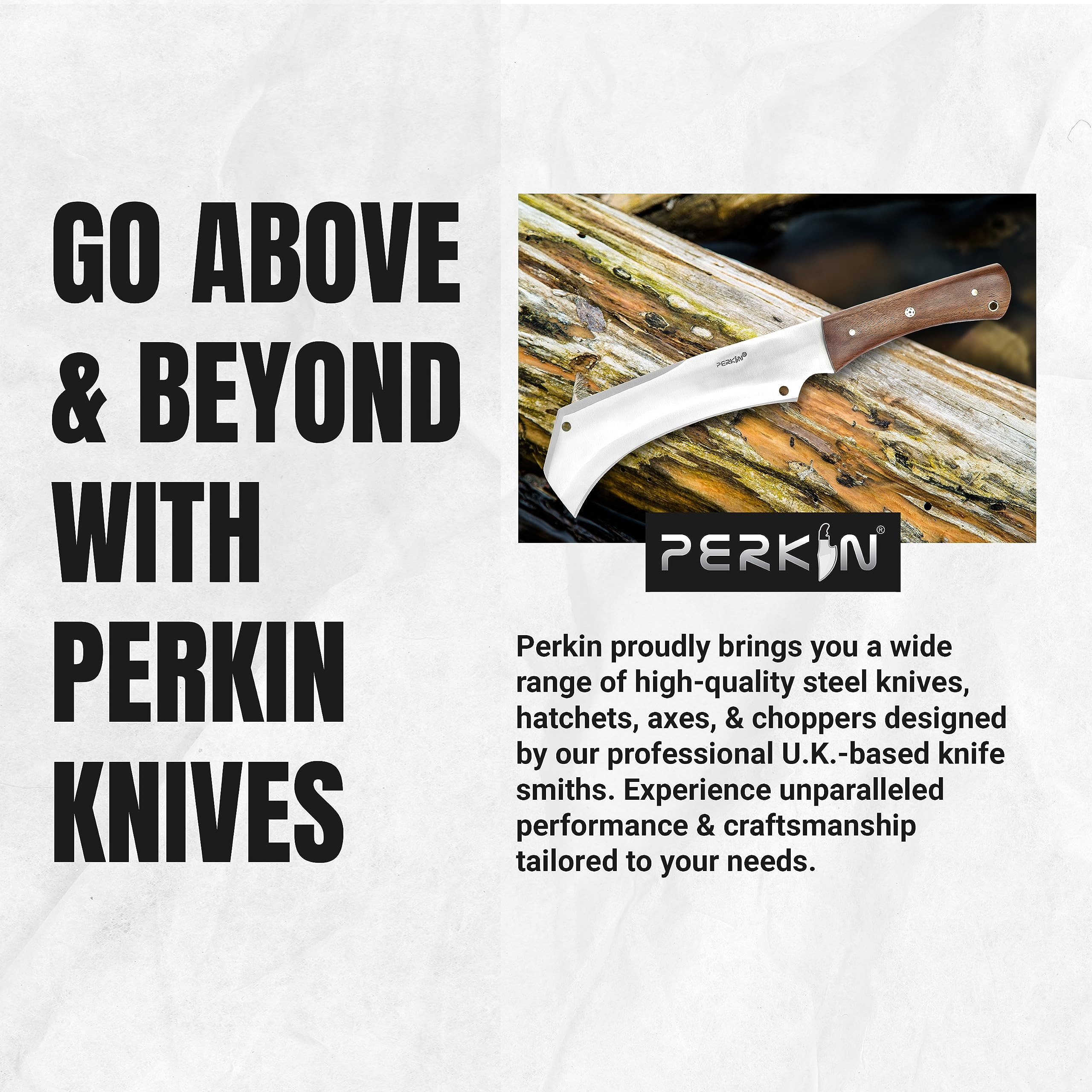 Perkin Hunting Knife - 8” Survival Knife Crafted from Razor Sharp Stainless Carbon Steel Full Tang with Walnut Wood Handle - Men's Versatile Full Tang Knife with Sheath for Survival and Camping