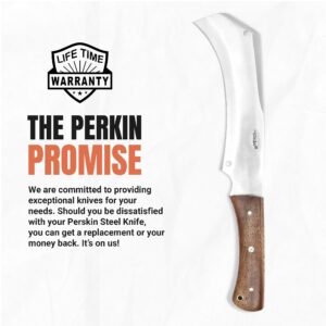 Perkin Hunting Knife - 8” Survival Knife Crafted from Razor Sharp Stainless Carbon Steel Full Tang with Walnut Wood Handle - Men's Versatile Full Tang Knife with Sheath for Survival and Camping