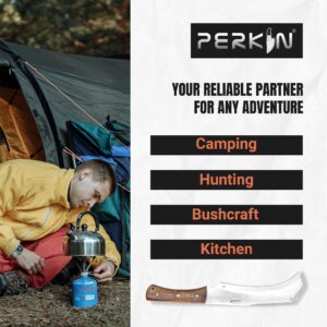 Perkin Hunting Knife - 8” Survival Knife Crafted from Razor Sharp Stainless Carbon Steel Full Tang with Walnut Wood Handle - Men's Versatile Full Tang Knife with Sheath for Survival and Camping