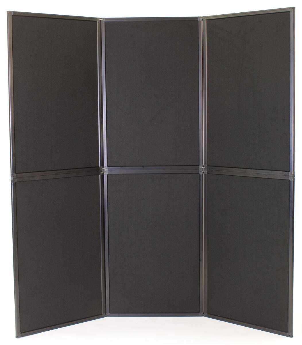 Displays2go Portable Display Panel System, includes 6 Show Panels, Folding Design, Hook & Loop-Receptive Fabric – Black (T6PNLBK)