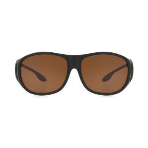 Dioptics unisex adult Solar Shield Elm Sunglasses Fits Over Sunglasses, Black/Amber, 54 mm US